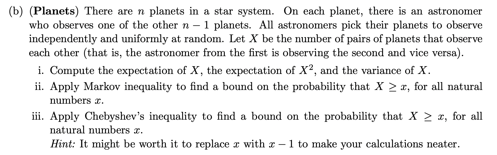 5. (Applying Markov and Chebyshev) For each of | Chegg.com