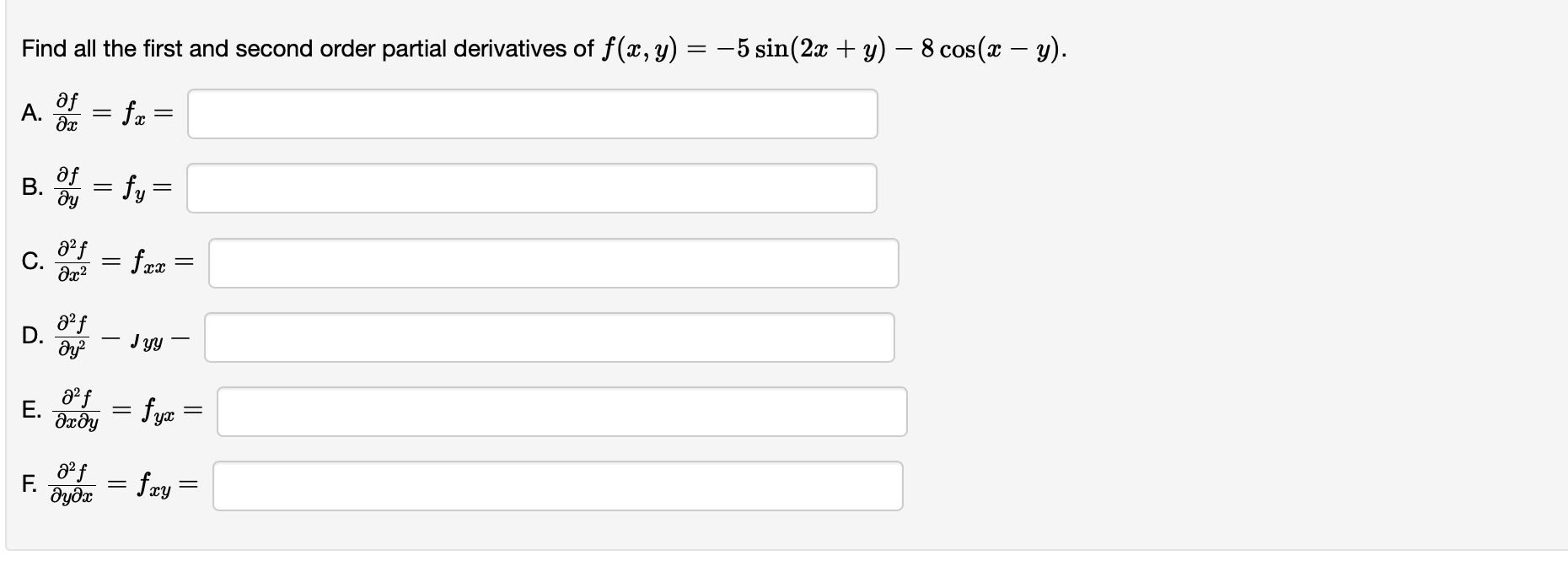 Solved And All The First And Second Order Partial