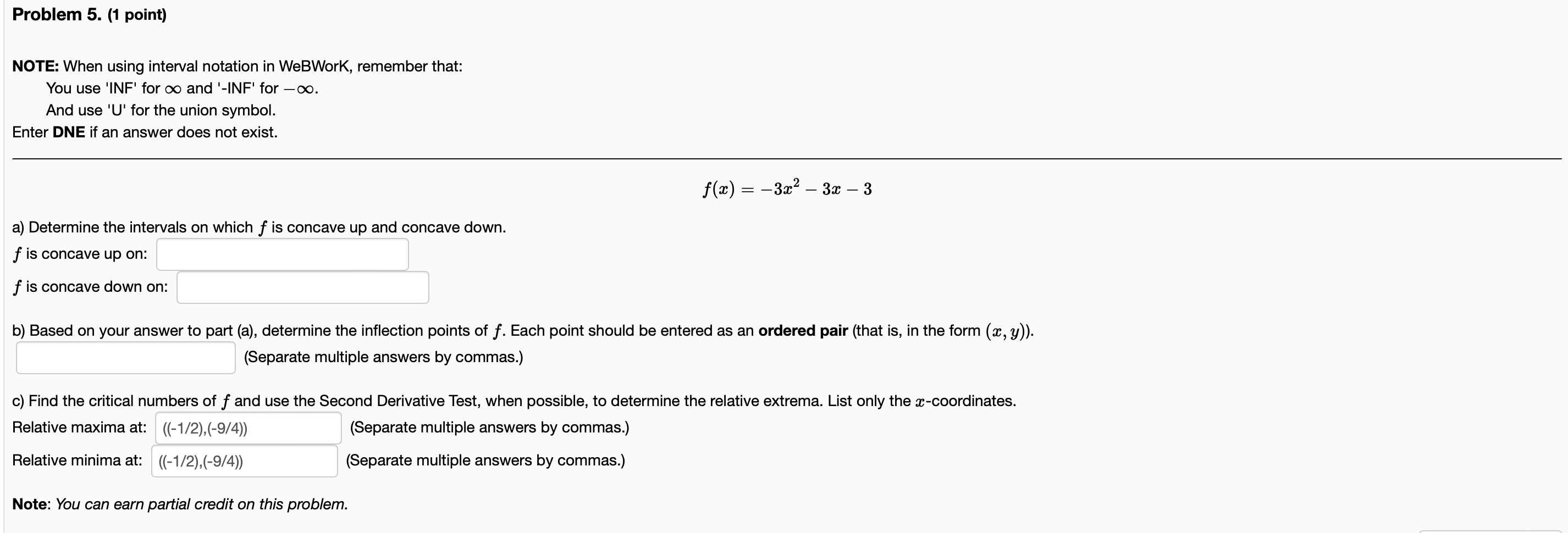 Solved NOTE: When using interval notation in WeBWorK, | Chegg.com