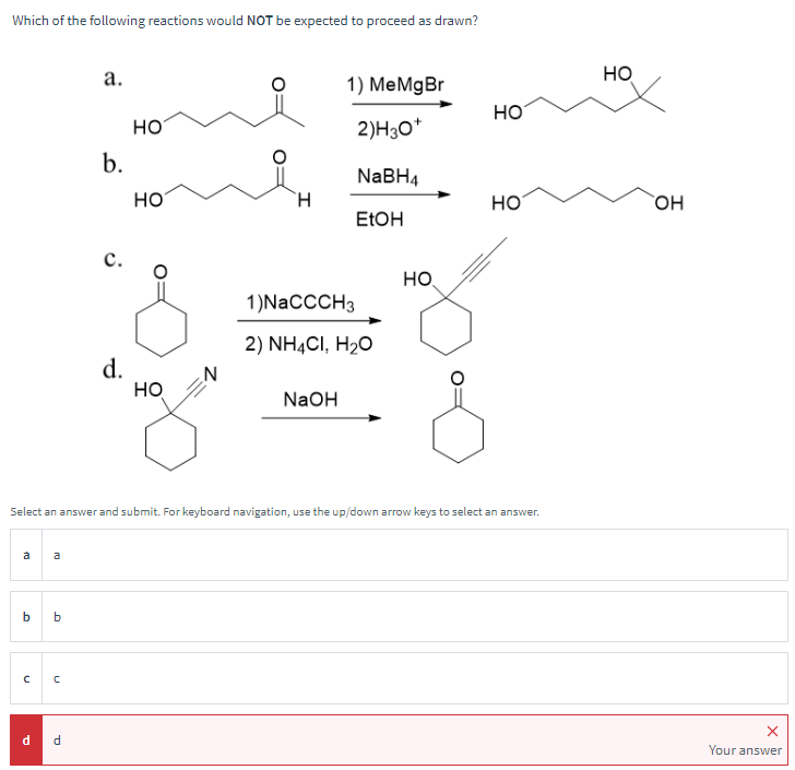 Solved Which of the following reactions would NOT be | Chegg.com