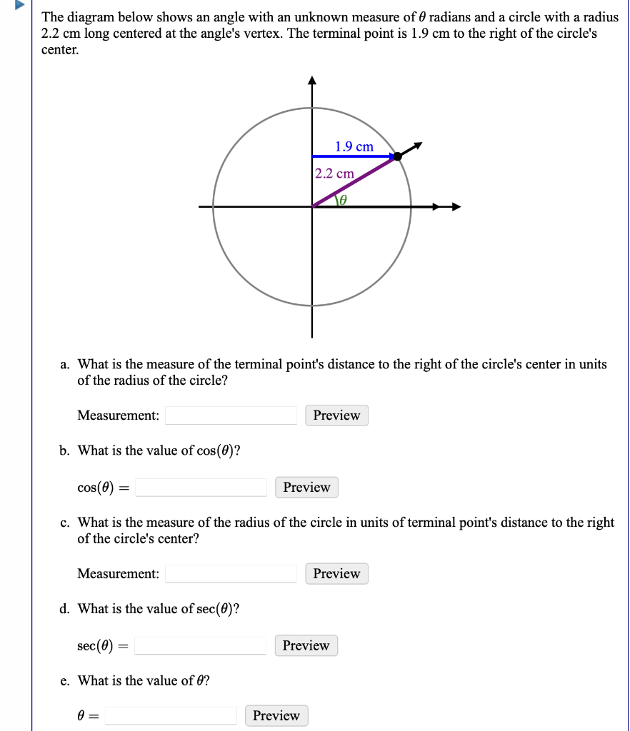 Solved The diagram below shows an angle with an unknown | Chegg.com