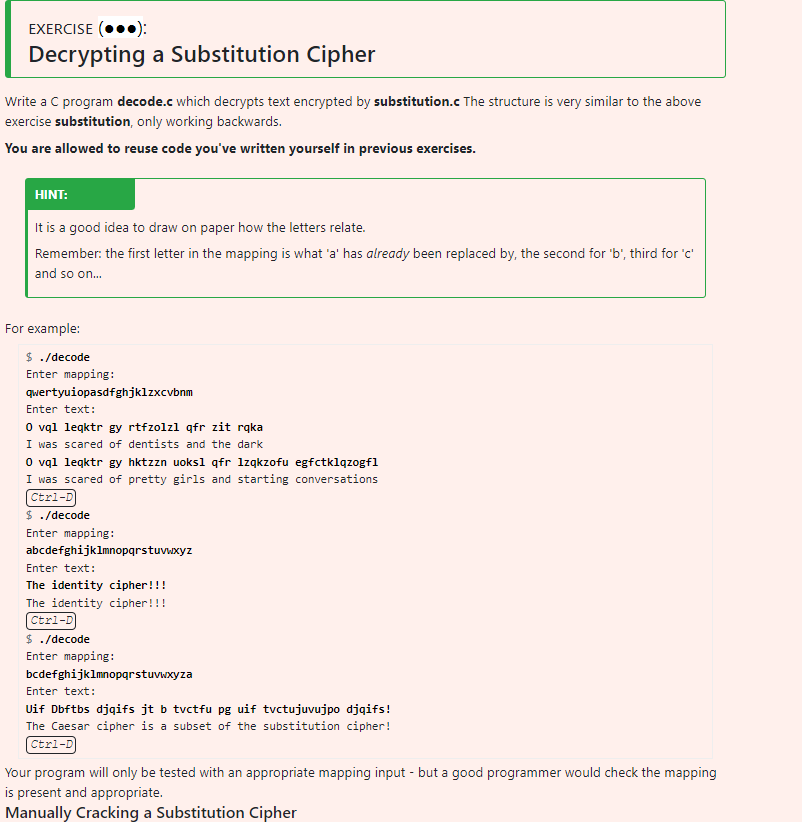 Solved Exercise ∙∙ Decrypting A Substitution Cipher 