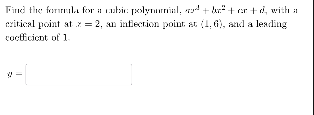 Solved Find the formula for a cubic polynomial, | Chegg.com