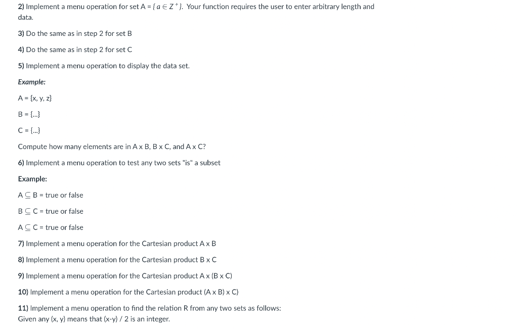 Solved 1 Implement A Menu Based Program That Operates 2462