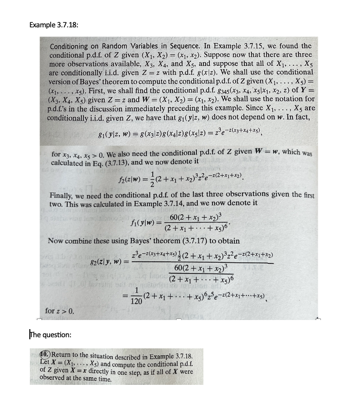 Example 3.7.18:Conditioning on ﻿Random Variables in | Chegg.com