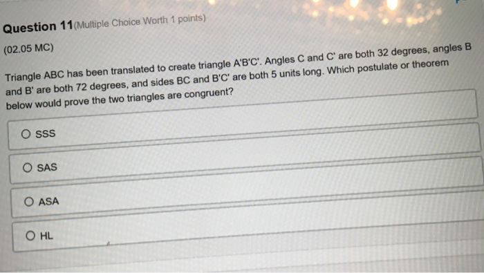 Solved Question 11(Multiple Choice Worth 1 points) (02.05 | Chegg.com