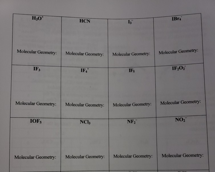 Solved H30 IBr4 HCN Molecular Geometry: Molecular Geometry: | Chegg.com