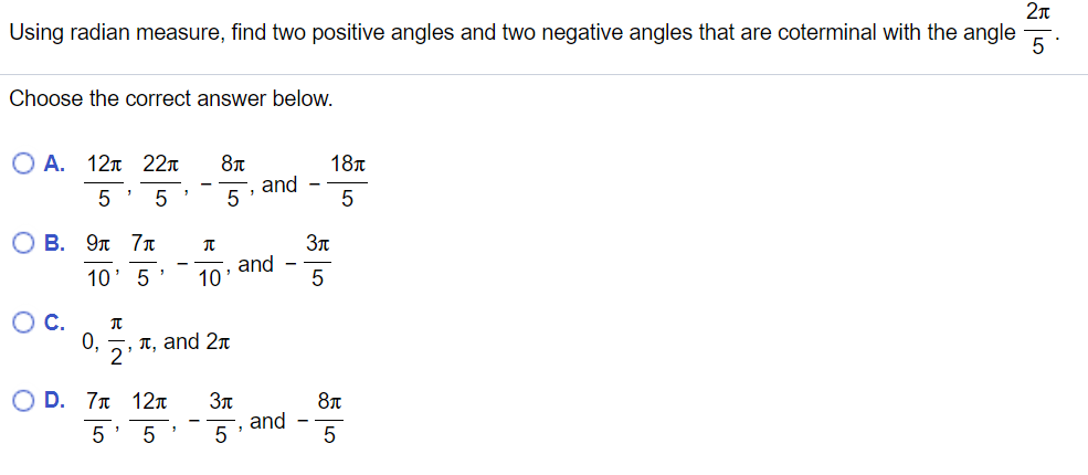 Solved 21 Using radian measure, find two positive angles and | Chegg.com