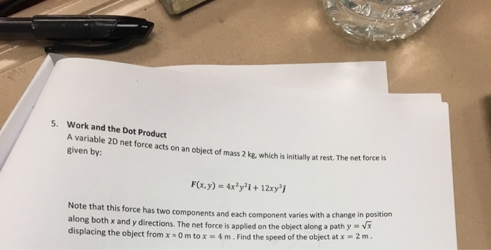 Solved Work and the Dot Product A variable 2D net force acts | Chegg.com
