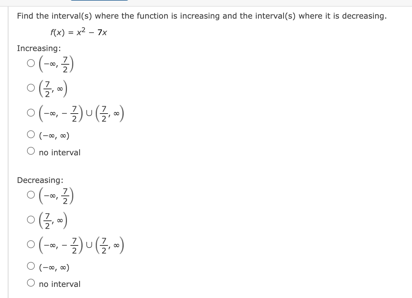 Solved Find the interval(s) where the function is increasing | Chegg.com