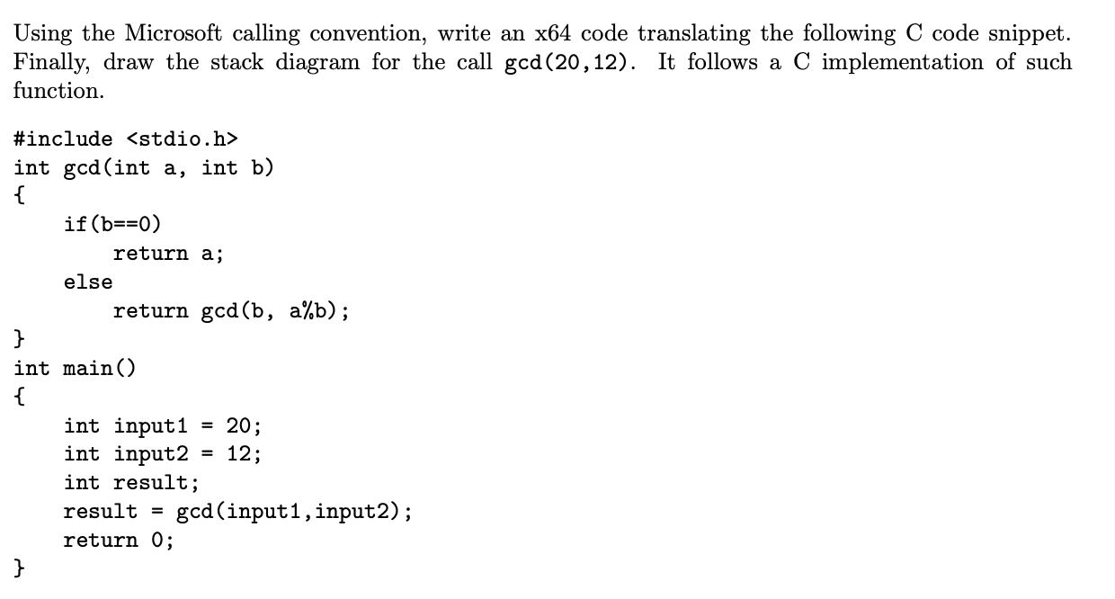 Solved Using the Microsoft calling convention, write an x64 | Chegg.com
