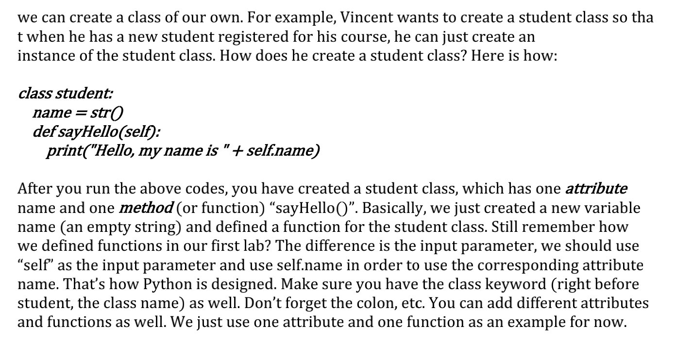 Solved we can create a class of our own. For example, | Chegg.com