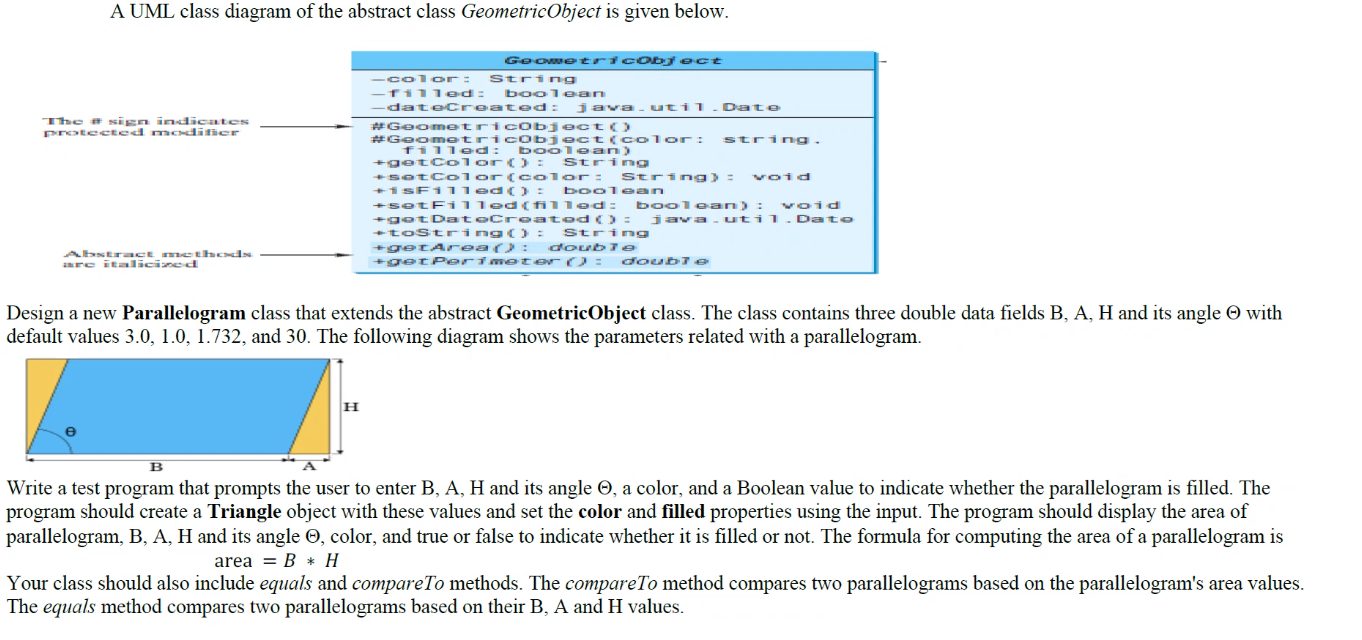 Solved A UML class diagram of the abstract class | Chegg.com