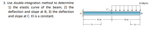 Solved 3. Use double-integration method to determine 1) the | Chegg.com