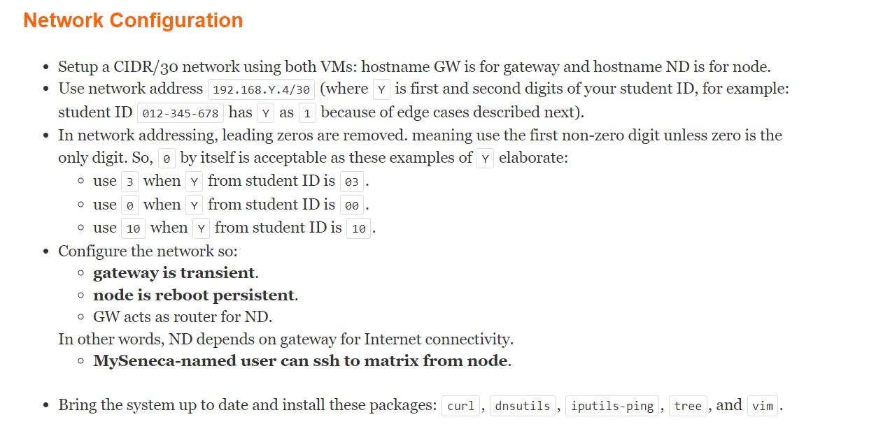 Solved - Setup a CIDR/3o network using both VMs: hostname GW | Chegg.com