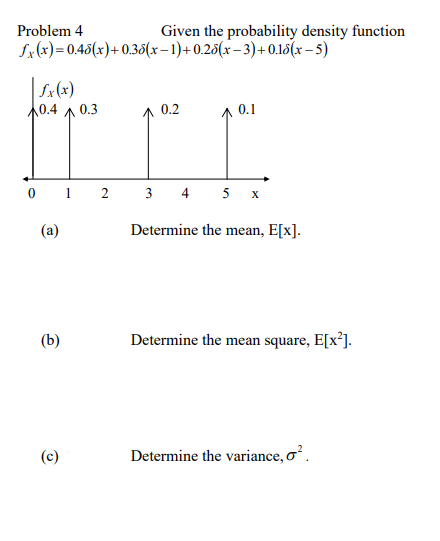 Solved Problem 4 Given the probability density function | Chegg.com