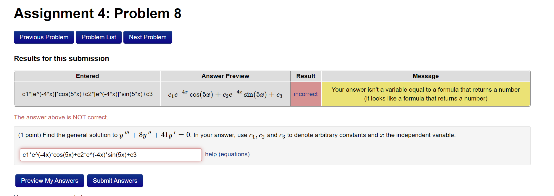 Solved Assignment 4: Problem 8Results for this submissionThe | Chegg.com