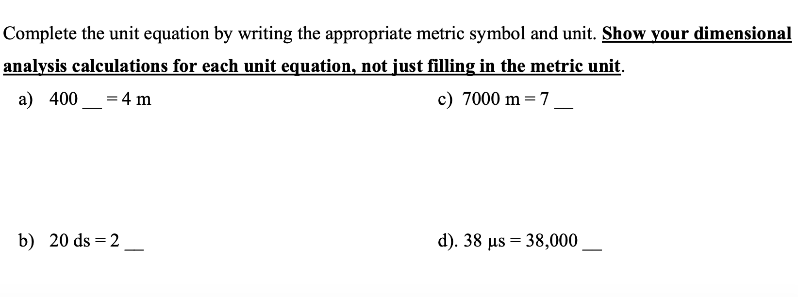 Solved Complete the unit equation by writing the appropriate | Chegg.com