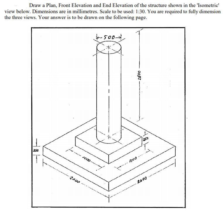 Solved Draw a Plan, Front Elevation and End Elevation of the | Chegg.com