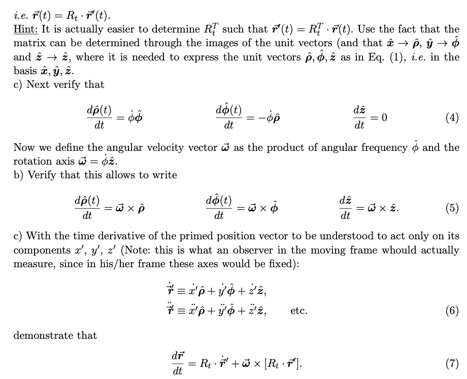 Solved Problem 1) Rotating coordinate systems: In the last | Chegg.com