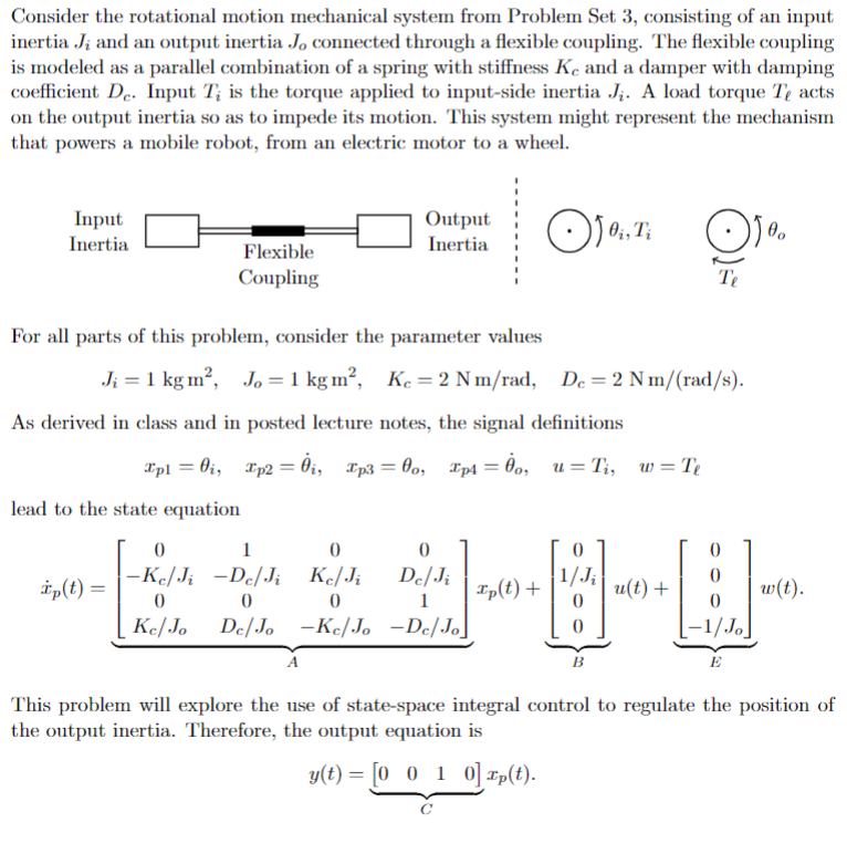 Solved Consider the rotational motion mechanical system from | Chegg.com