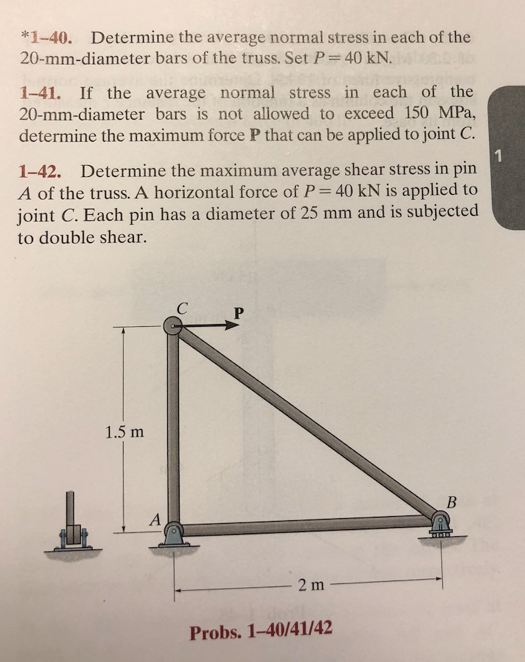 Solved *1-40. Determine the average normal stress in each of | Chegg.com