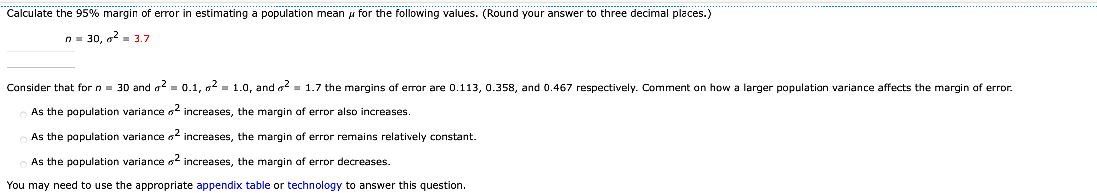 Solved Calculate the 95% margin of error in estimating a | Chegg.com