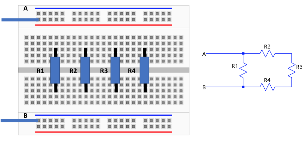 Solved On the breadboards shown, implement the circuit | Chegg.com