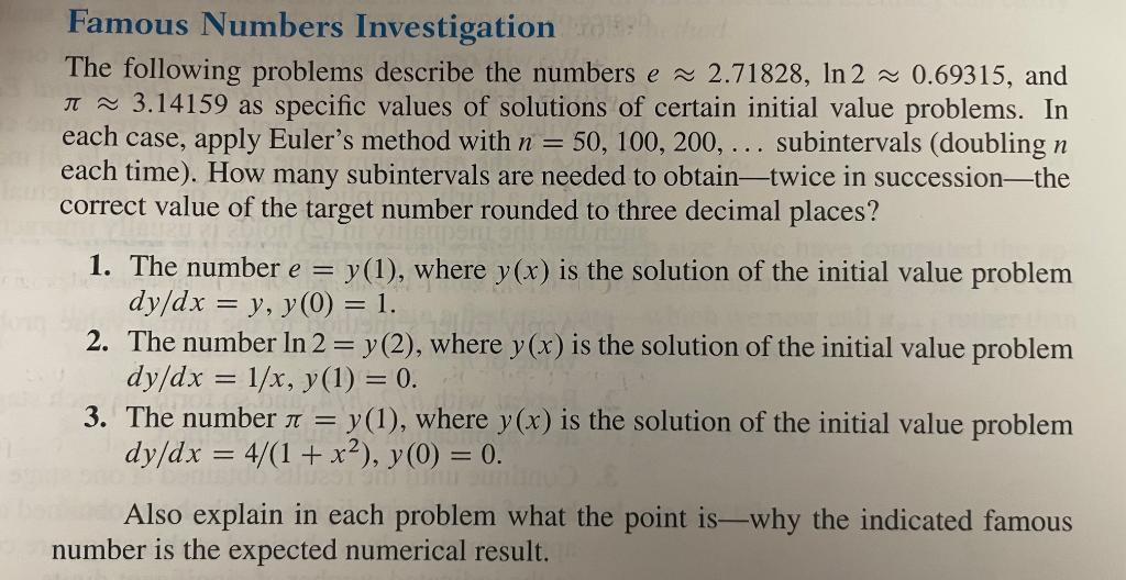 Solved Famous Numbers Investigation The following problems | Chegg.com