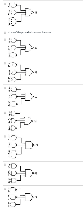 Solved For the function G(a,b,c,d) represented by the | Chegg.com