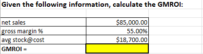 Solved Given the following information, calculate the GMROI: | Chegg.com