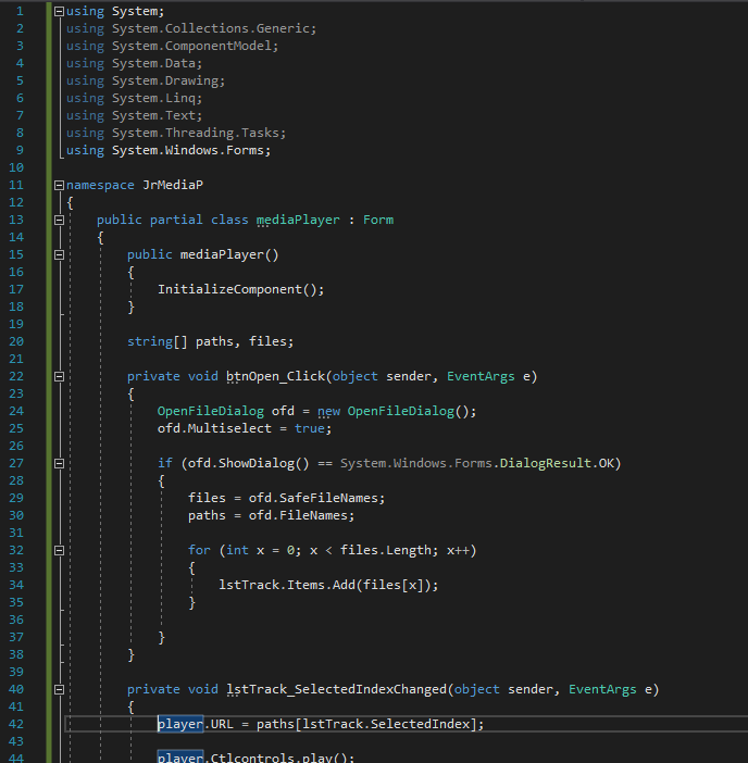 Solved I'm making a media player application using visual | Chegg.com