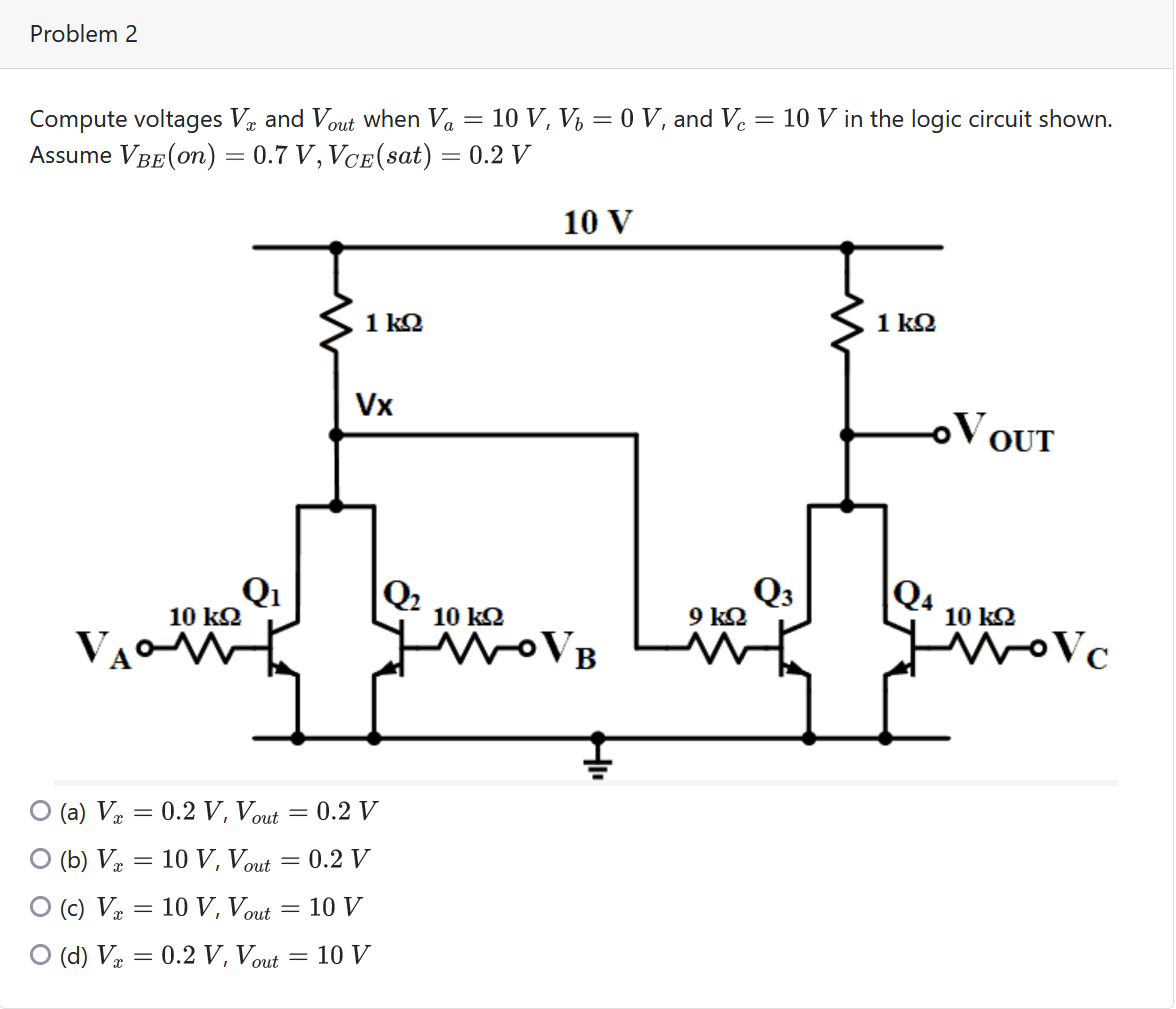 Solved Problem 2Compute voltages Vx ﻿and Vout ﻿when | Chegg.com
