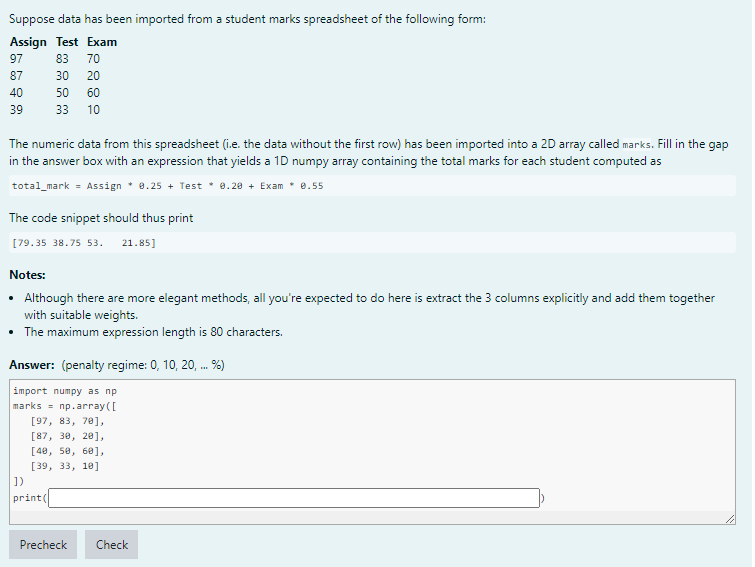 Solved Suppose data has been imported from a student marks | Chegg.com