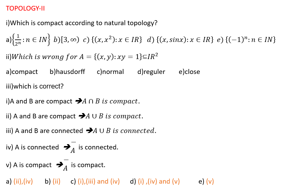 Solved i)Which is compact according to natural topology? a) | Chegg.com