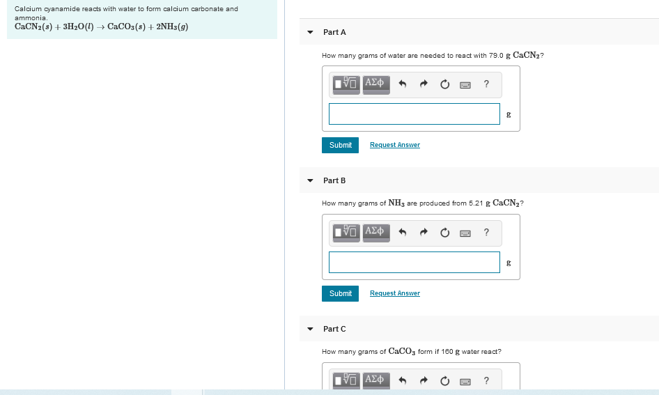 Solved Calcium cyanamide reacts with water to form calcium | Chegg.com