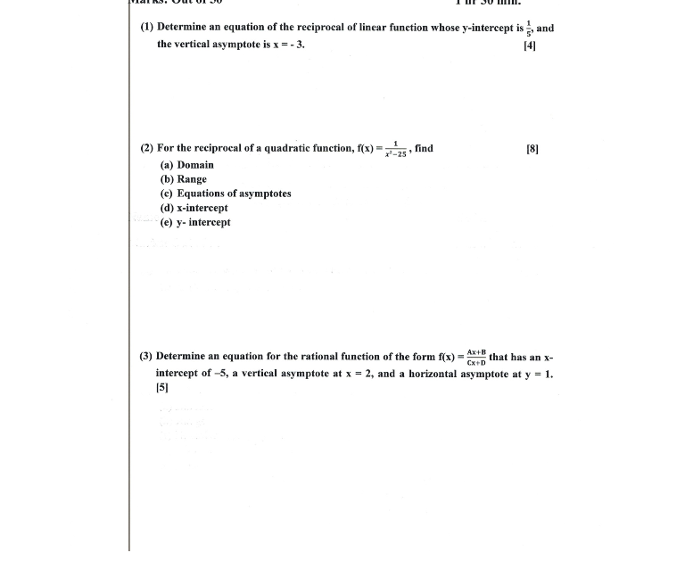 Solved (1) Determine an equation of the reciprocal of linear | Chegg.com