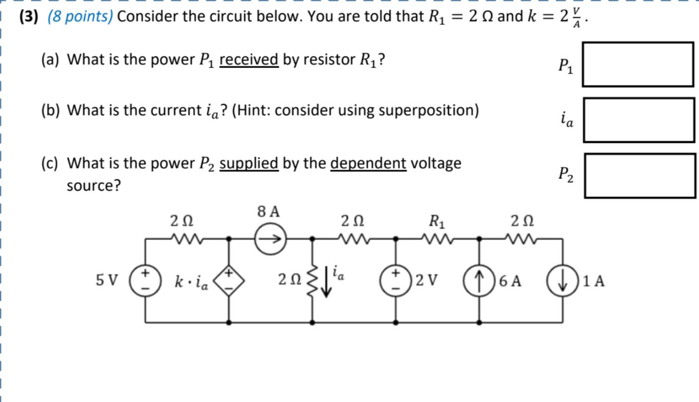 Solved (3) (8 points) Consider the circuit below. You are | Chegg.com