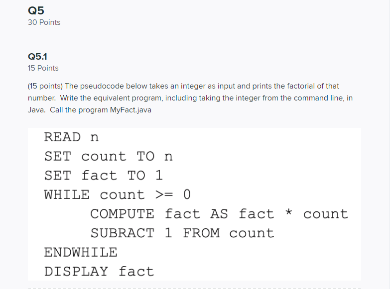Solved Q5 30 Points Q5.1 15 Points (15 points) The | Chegg.com