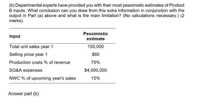 (a) Recall Product B that you analysed for Assessment | Chegg.com