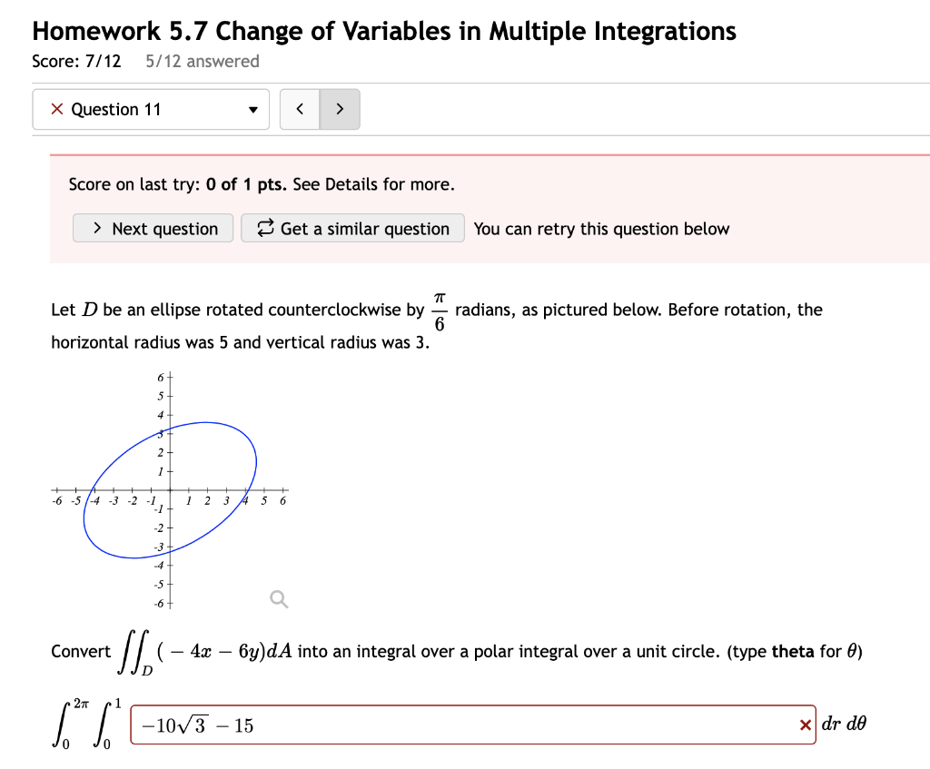 Solved Homework 5.7 Change of Variables in Multiple | Chegg.com