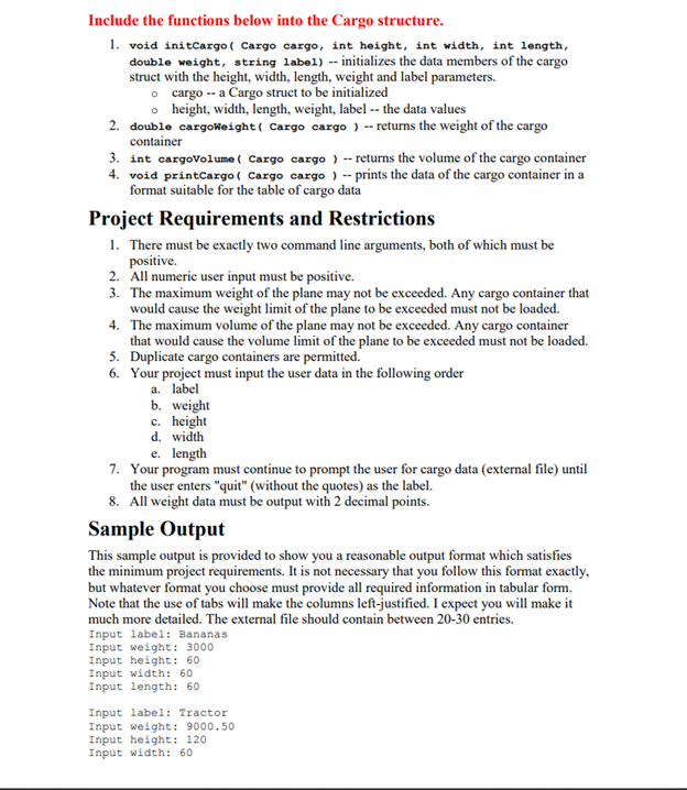 Solved Description In this project, you will write a program | Chegg.com