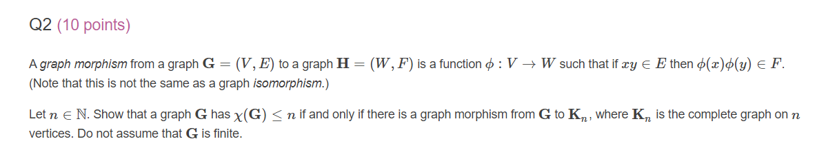 Q2 (10 points) A graph morphism from a graph G = (V, | Chegg.com