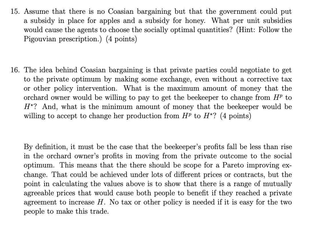Part IV. Externalities and the Coasian solution. An | Chegg.com