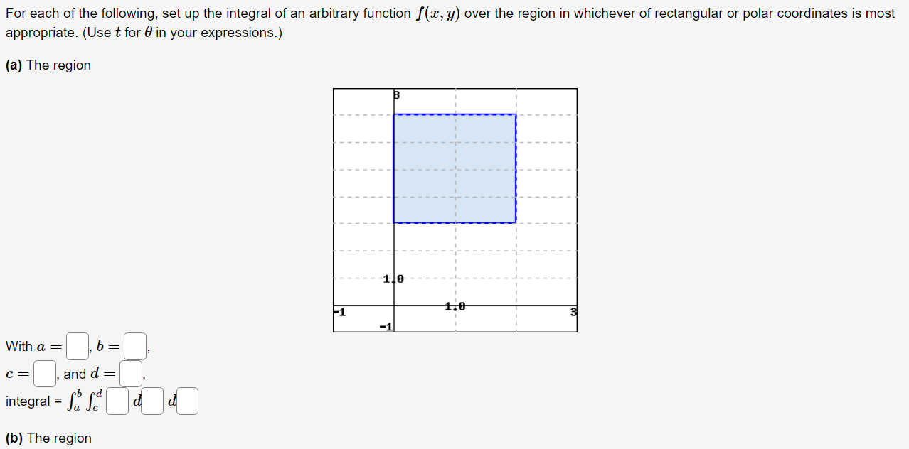 Solved For each of the following, set up the integral of an | Chegg.com