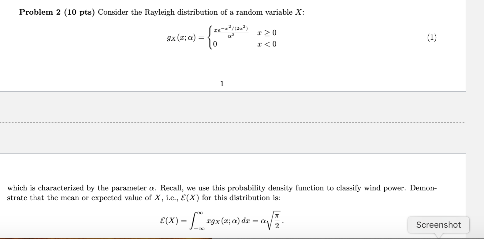 Solved Problem 2 (10 pts) Consider the Rayleigh distribution | Chegg.com