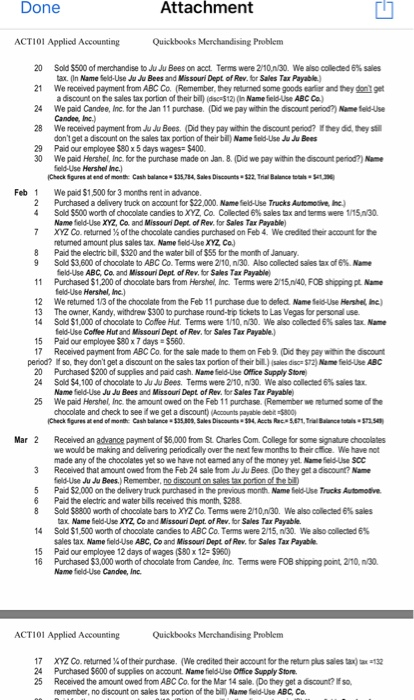 Done Attachment ACTIOl Applied Accounting Quickbooks | Chegg.com