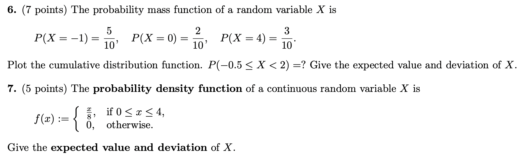 Solved 6. (7 points) The probability mass function of a | Chegg.com
