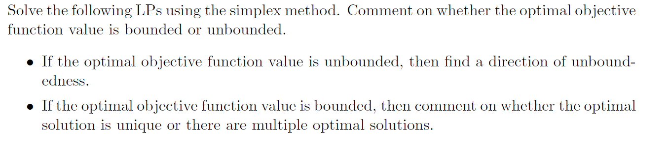 Solved Solve the following LPs using the simplex method. | Chegg.com