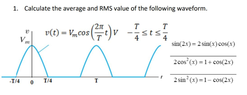 Solved Calculate the average and RMS value of the following | Chegg.com